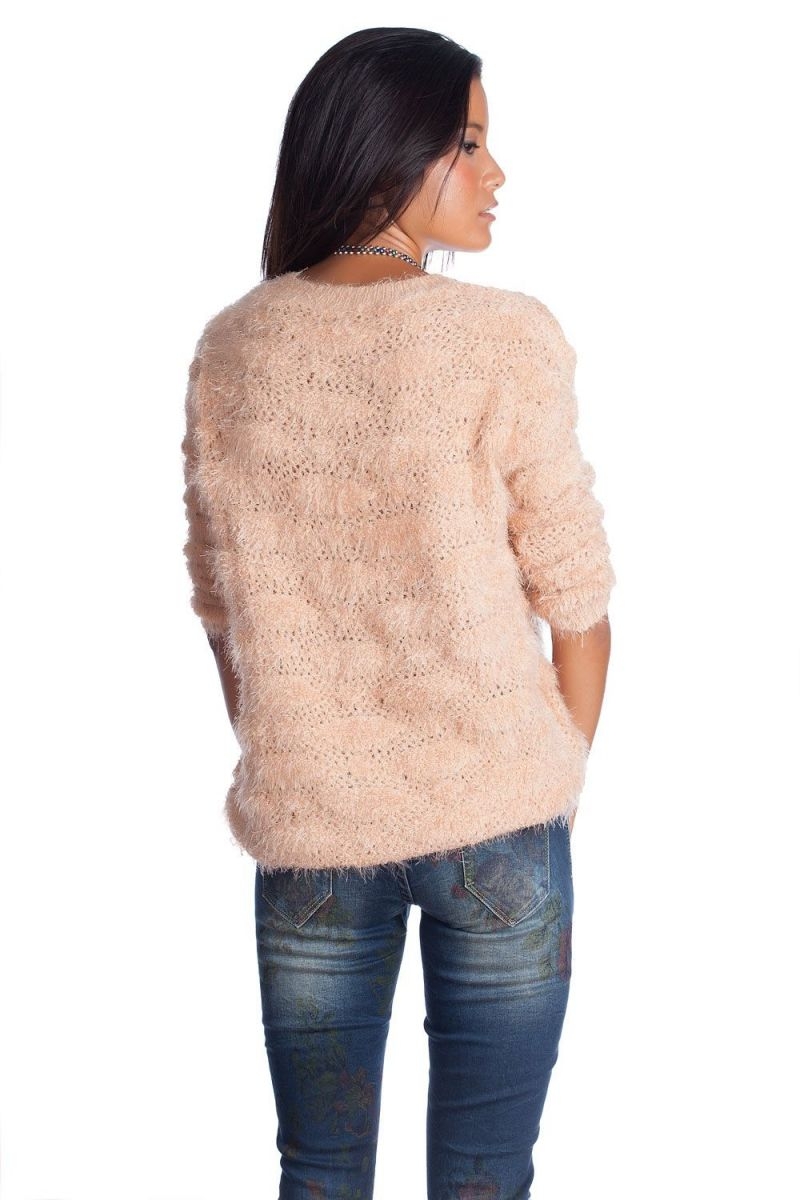 Sueter de punto color rosa palo esponjoso de tacto suave para otono