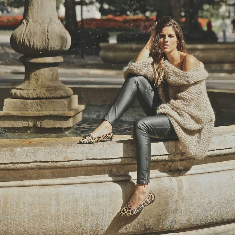 slipper Zapato plano de mujer en piel de potro con estampado de