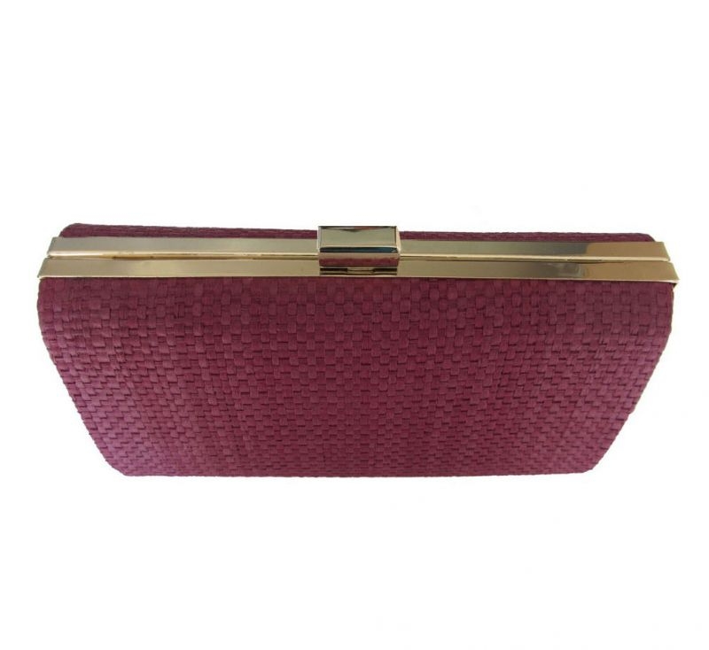 bolso de fiesta clutch rafia rosa frambuesa