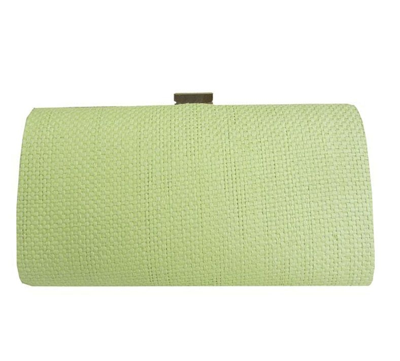 bolso clutch rafia verde pistacho