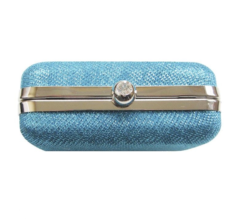 bolso de fiesta clutch brillante azul turquesa