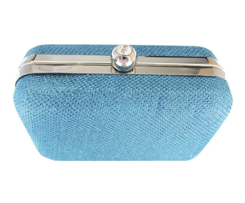 bolso de fiesta clutch brillante azul turquesa